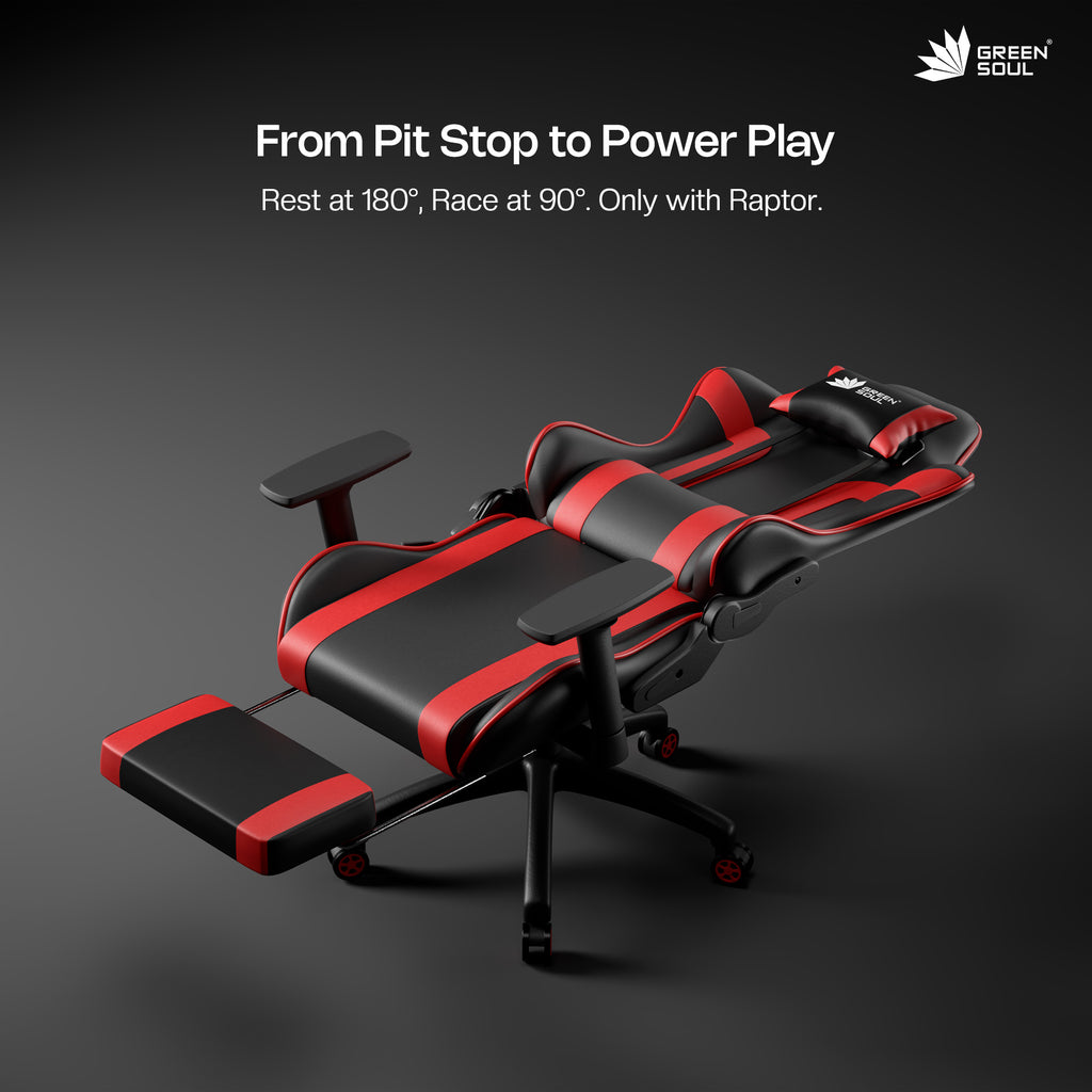Raptor Pro Gaming Chair - Racing Edition with Footrest | Green Soul