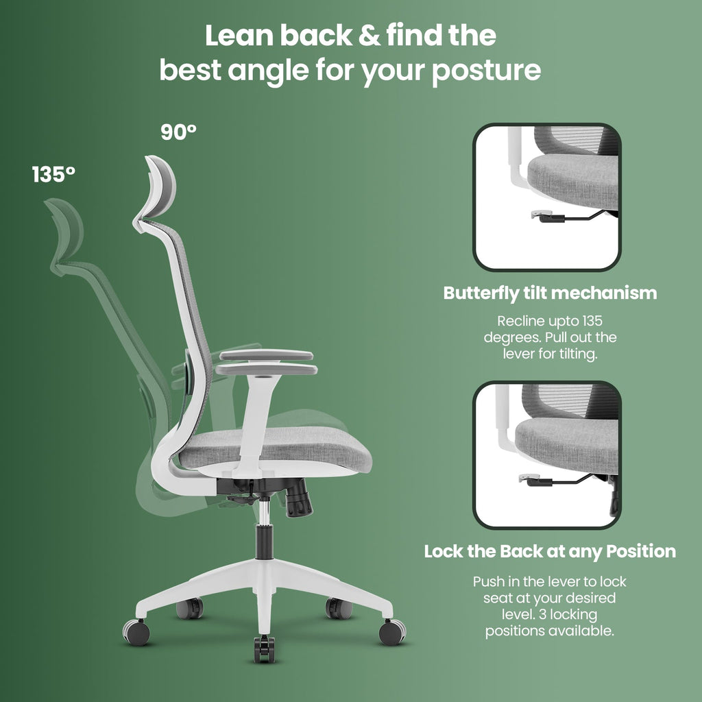 Buy Green Soul Renewed Cosmos High Back Premium Office Chair Grey